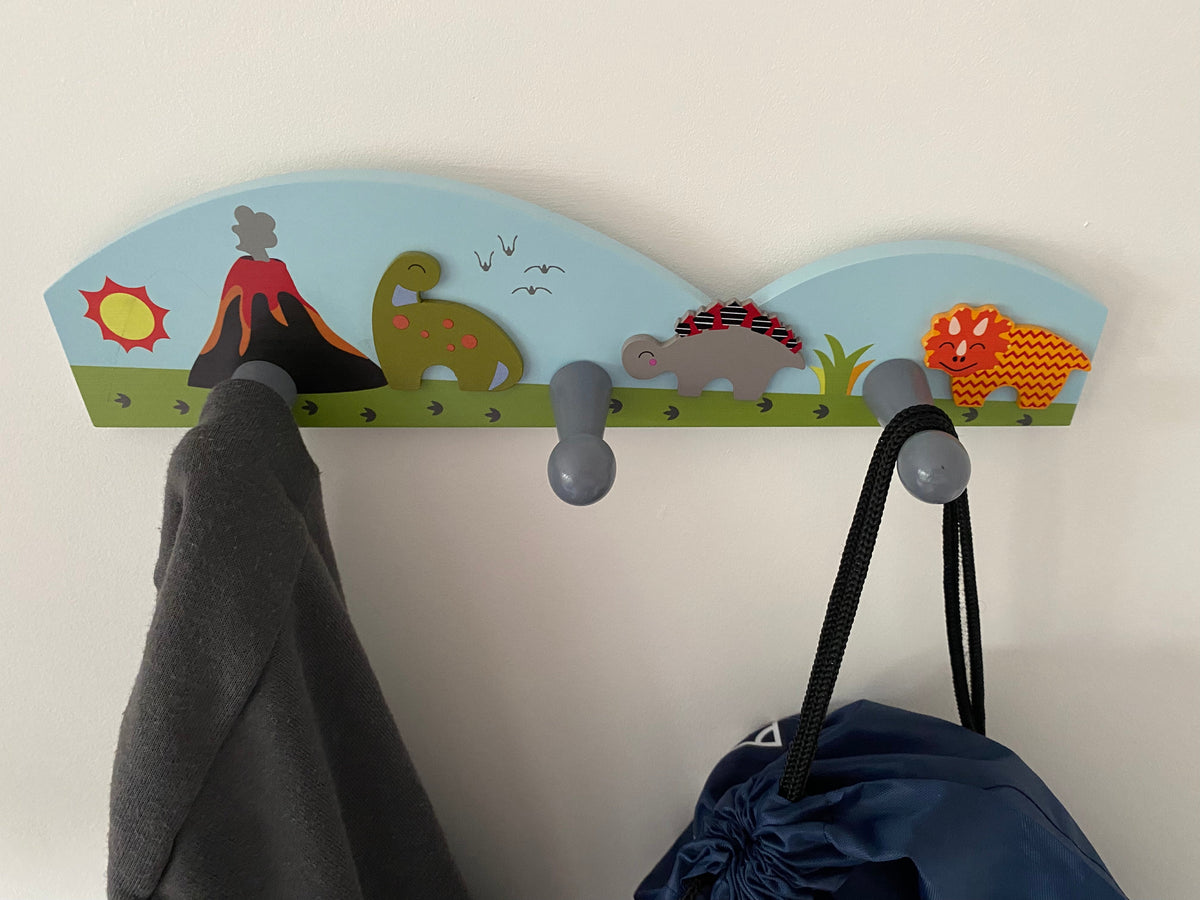 Childrens Wooden DINOSAUR Coat Rack Brontosaurus, Triceratops ...